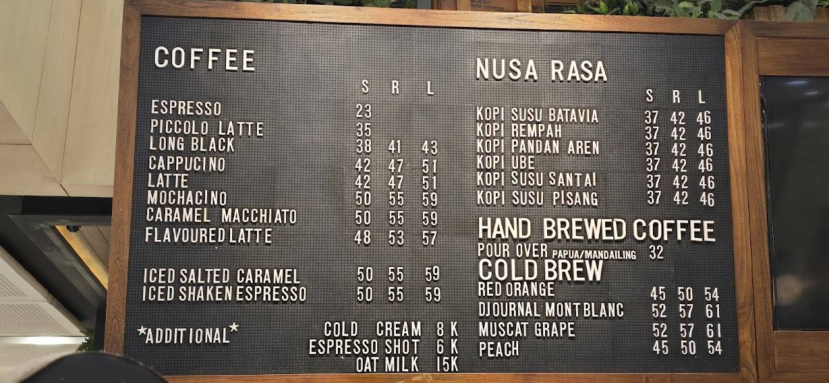 Menu at Djournal Coffee cafe, Surabaya, Tunjungan Plaza 4 Lantai 1