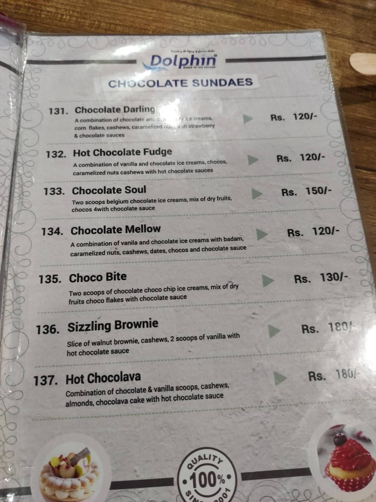 Menu at Dolphin Bakes 'N' Ice Creams, Mysuru, Dewans Road