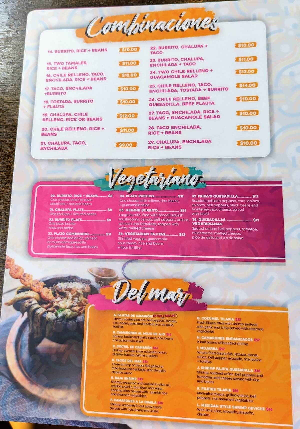 Menu at Don Nacho's Palmetto restaurant, Palmetto