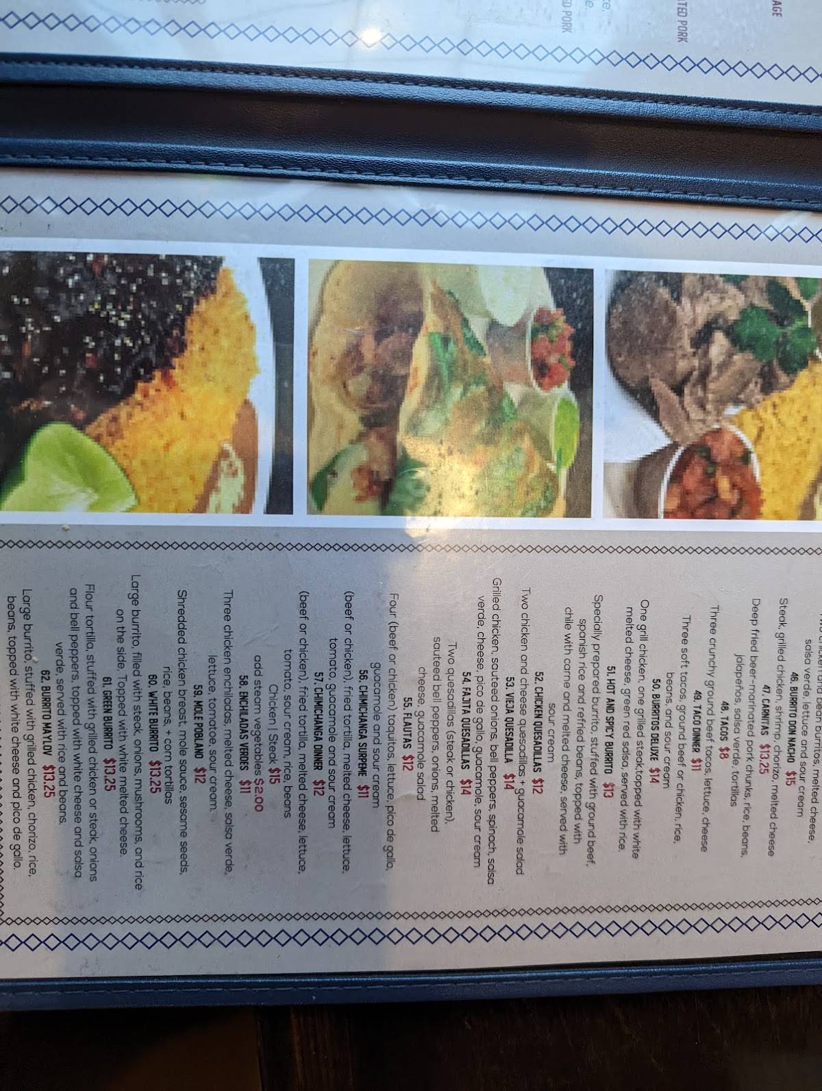 Menu at Don Nacho's Palmetto restaurant, Palmetto