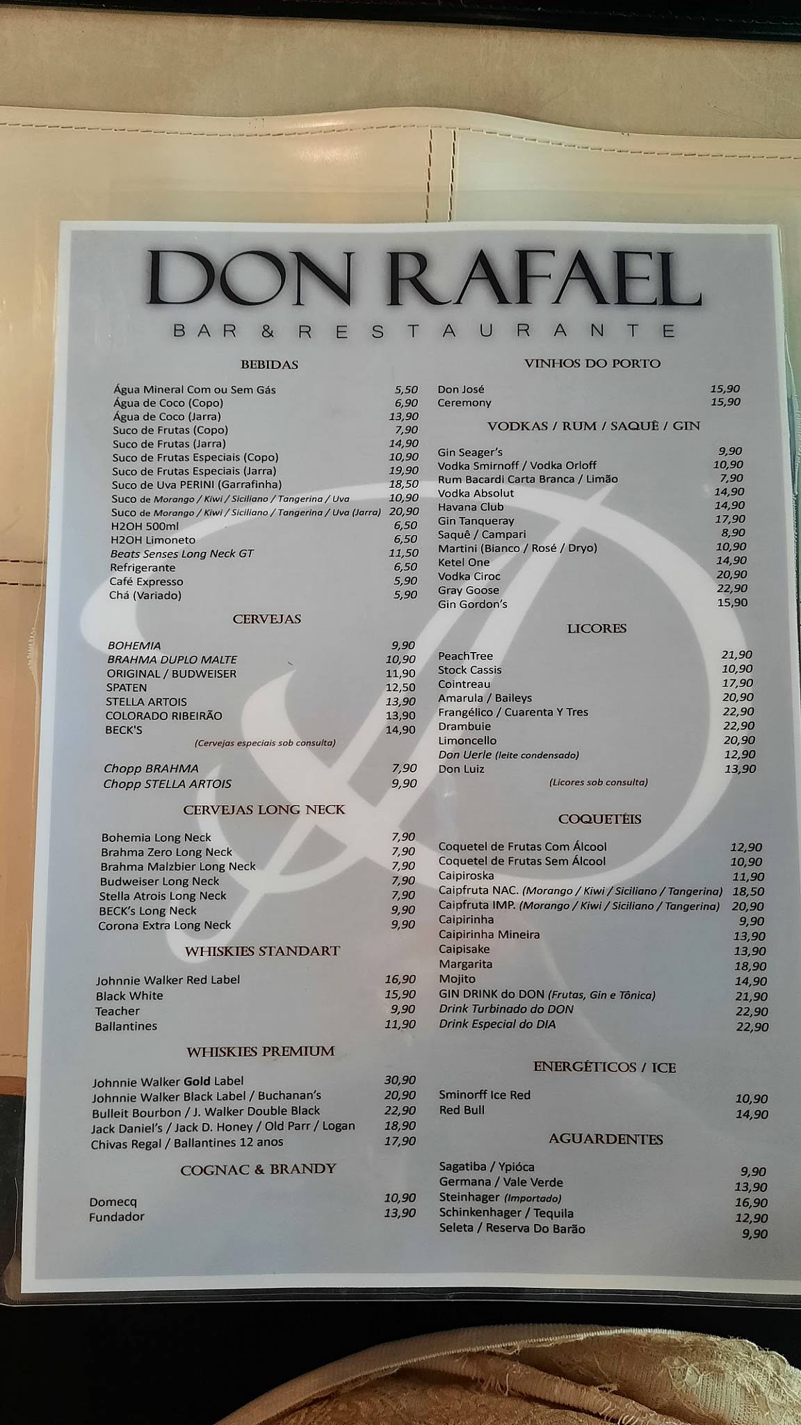 Menu em Don Rafael restaurante, Aracaju