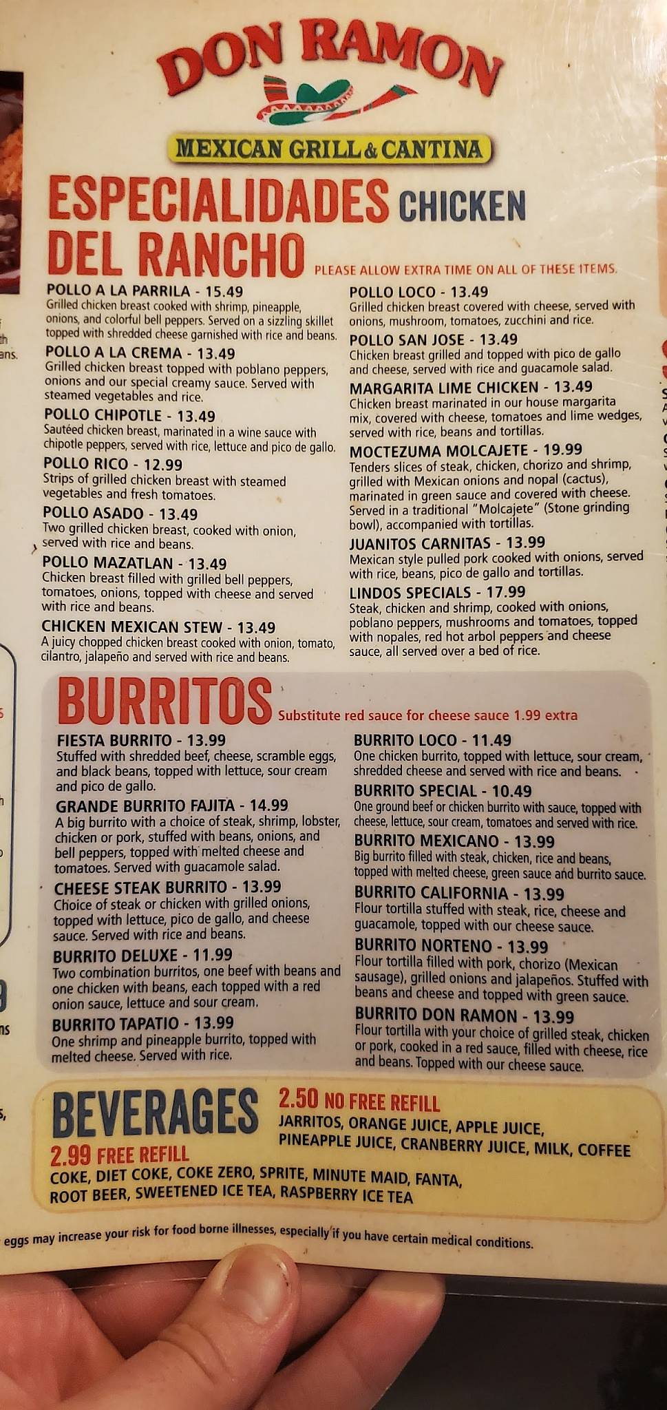 Menu at Don Ramon Mexican Restaurant, Parma Heights, Pearl Rd