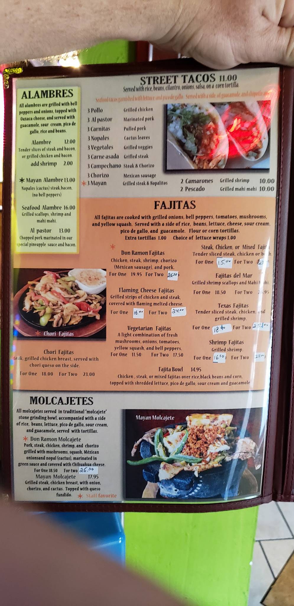 Menu at Don Ramon Mexican Restaurant, Mayville