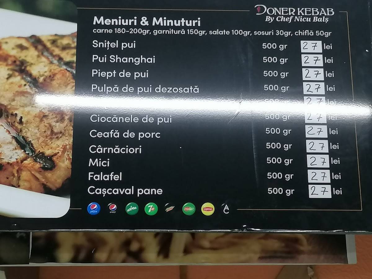 Menu at Doner Kebab by Chef Nicu Balș, Bucharest, Drumul Săbăreni