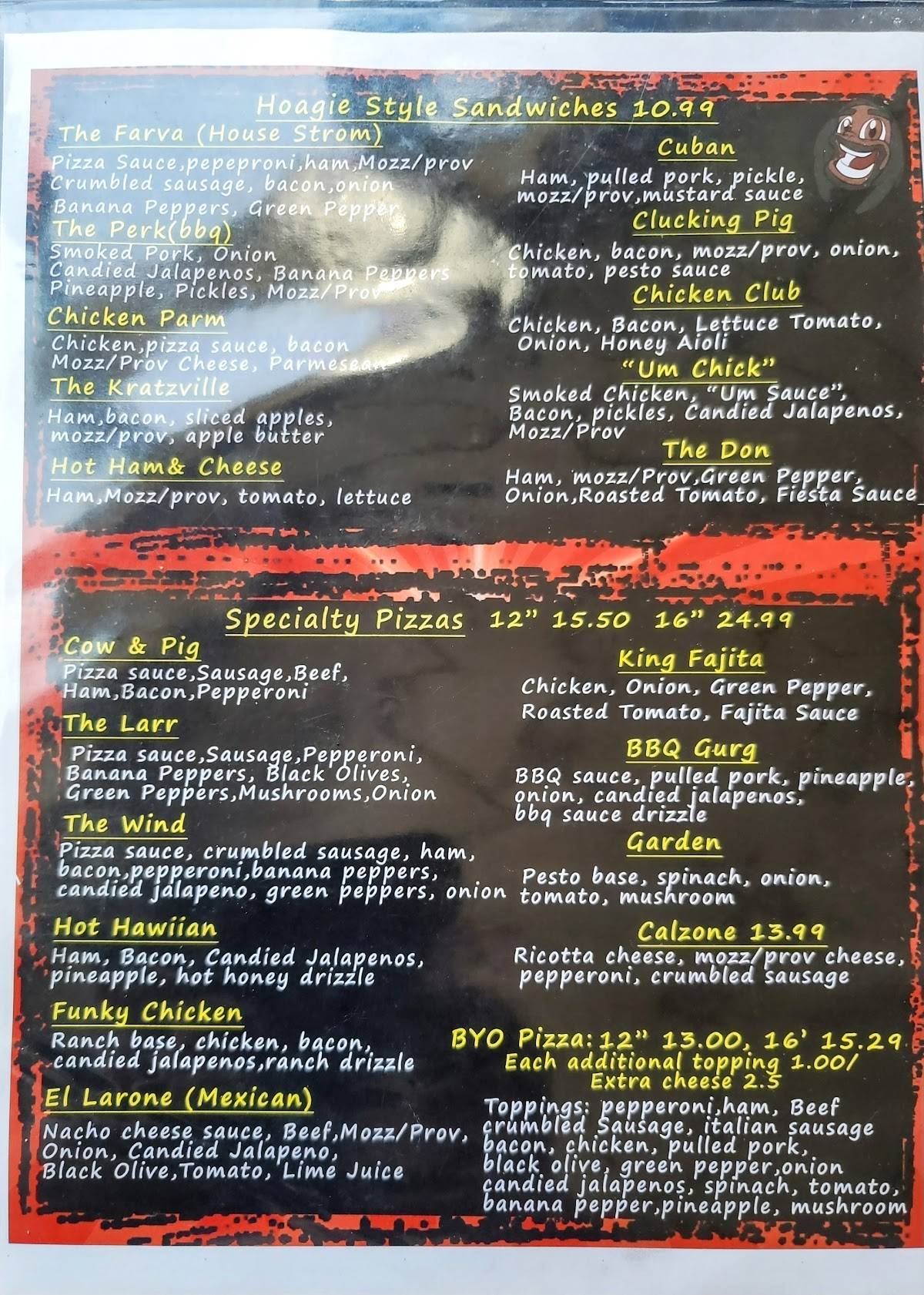 Menu at Dontae's Highland Pizza Parlor pizzeria, Evansville