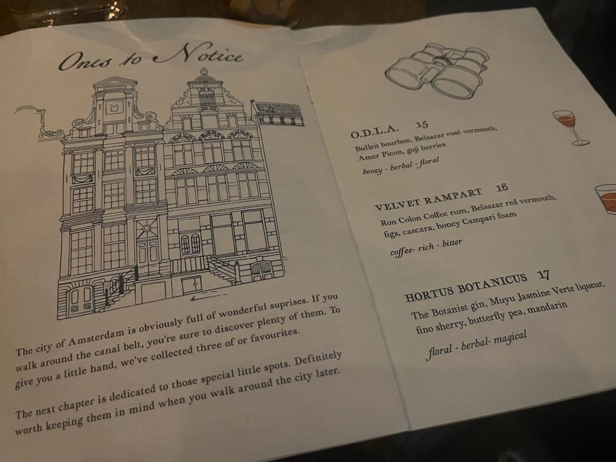 Menu at Door 74, Amsterdam