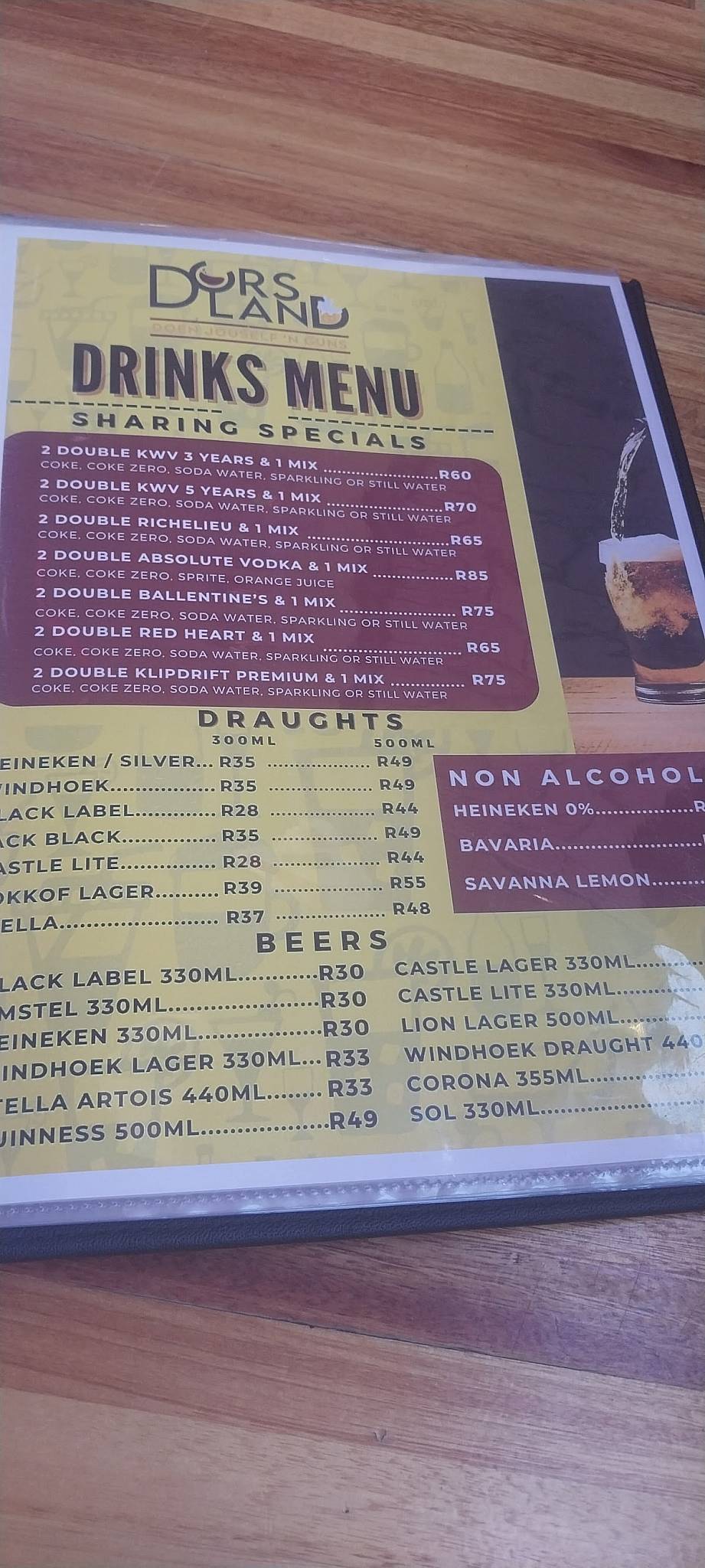 Menu at Dorsland Restaurant & Craft Bar, Modimolle