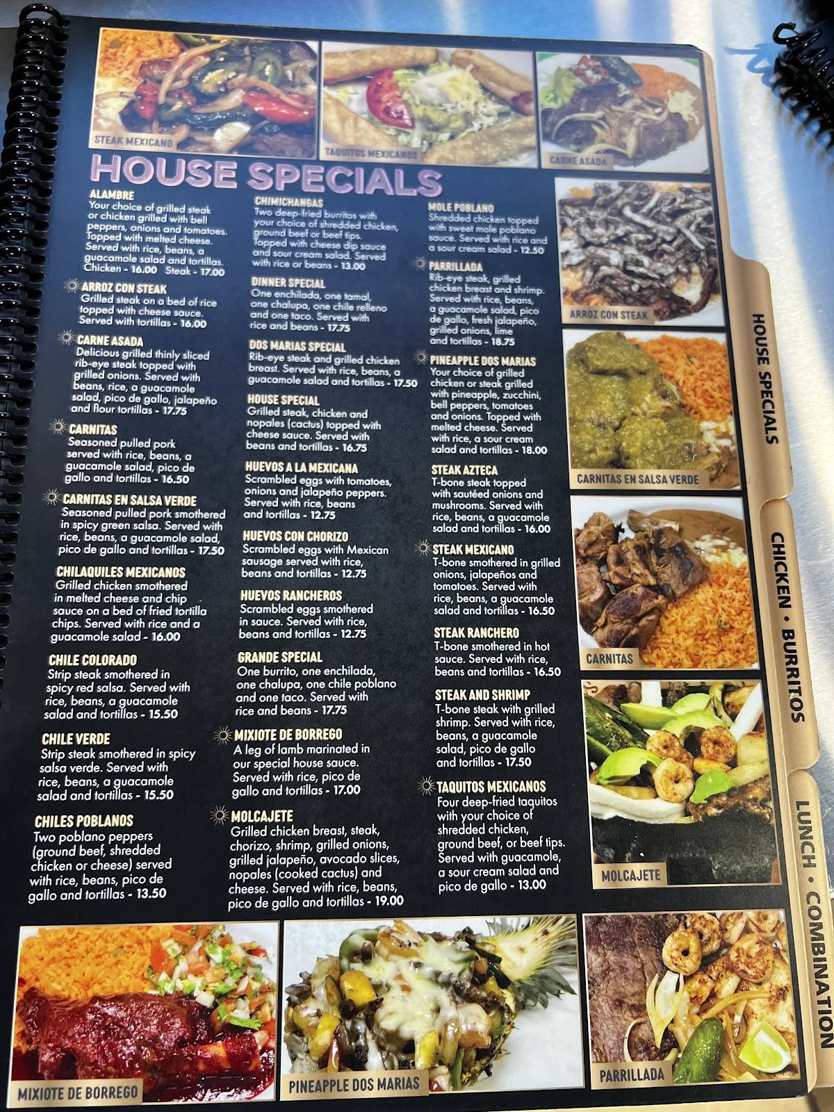 Menu at Dos Marias Mexican Bar & Grill Mount Olive, Mount Olive