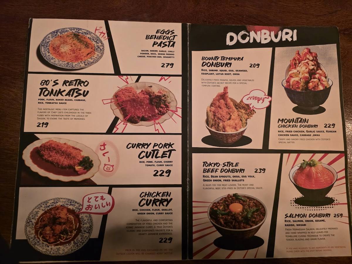 Menu at Dotori Dining restaurant, Ho Chi Minh City