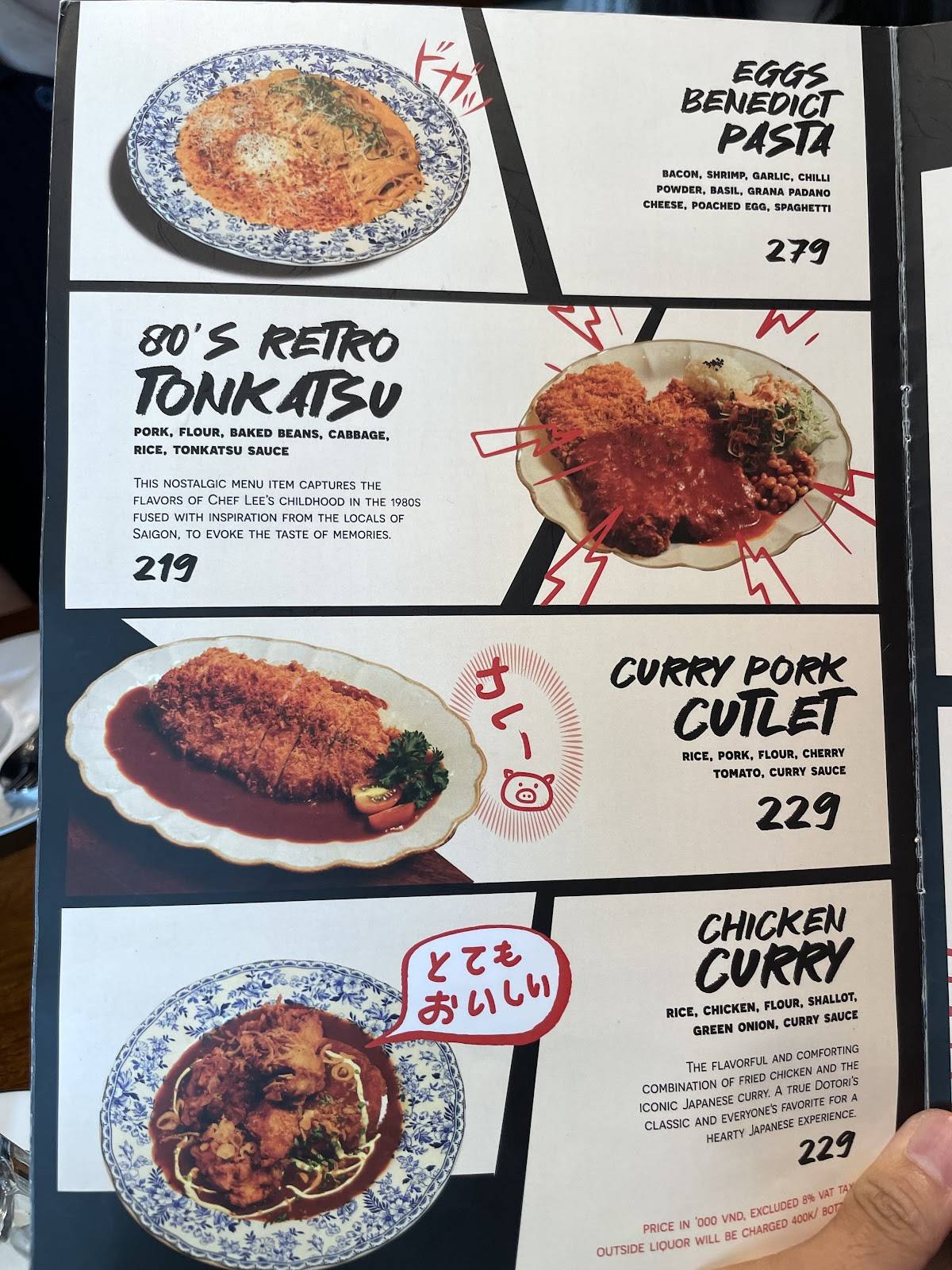Menu at Dotori Dining restaurant, Ho Chi Minh City