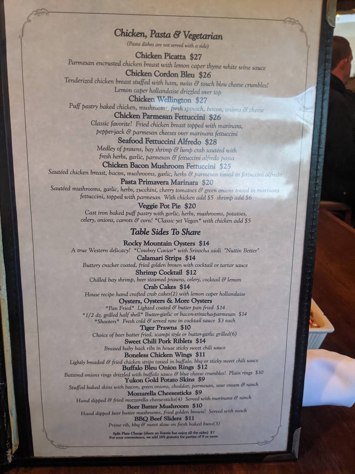 Menu at Double D Steak LLC steakhouse, Fortuna