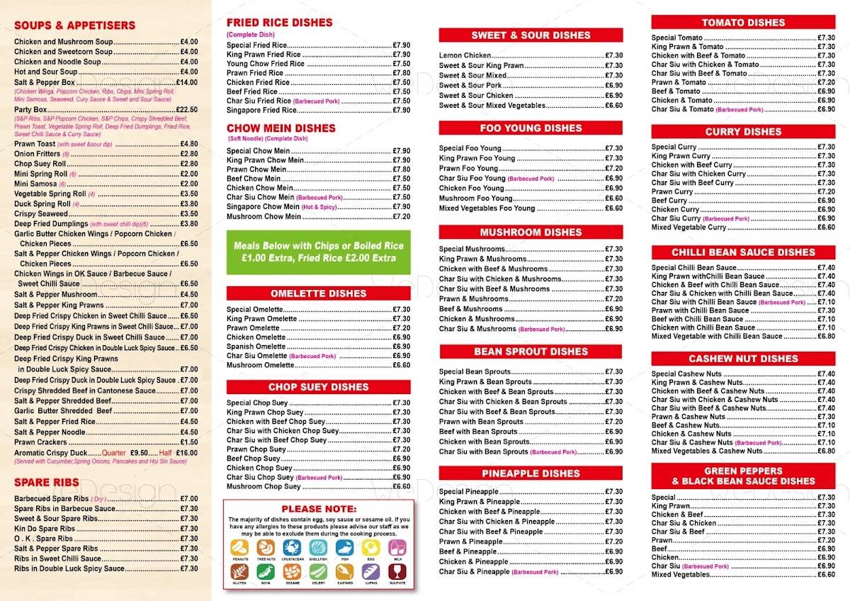 Menu at Double Luck fast food, Oldham, 85 Duchess St