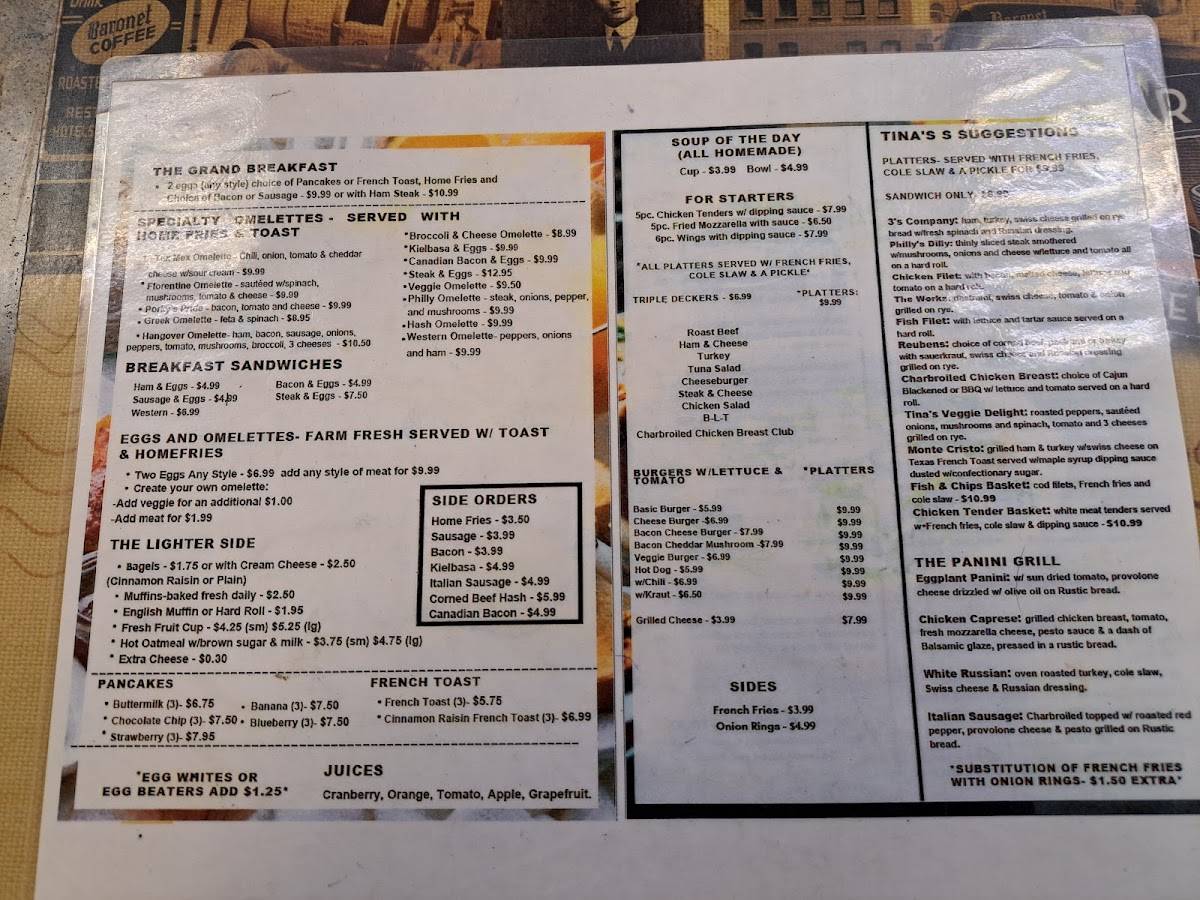 Menu at Downtown Coffee Shop cafe, Meriden