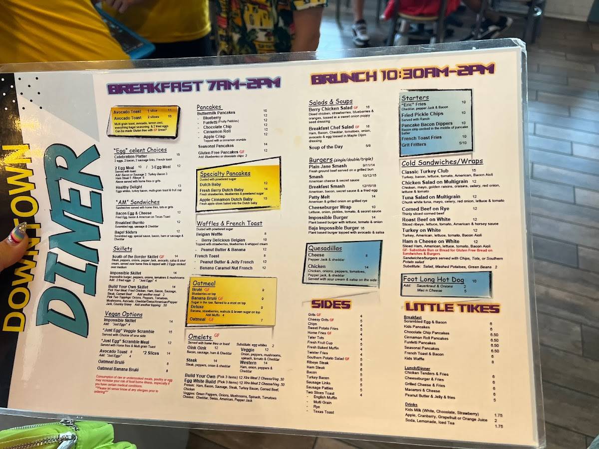 Menu at Downtown Diner Celebration restaurant, Celebration