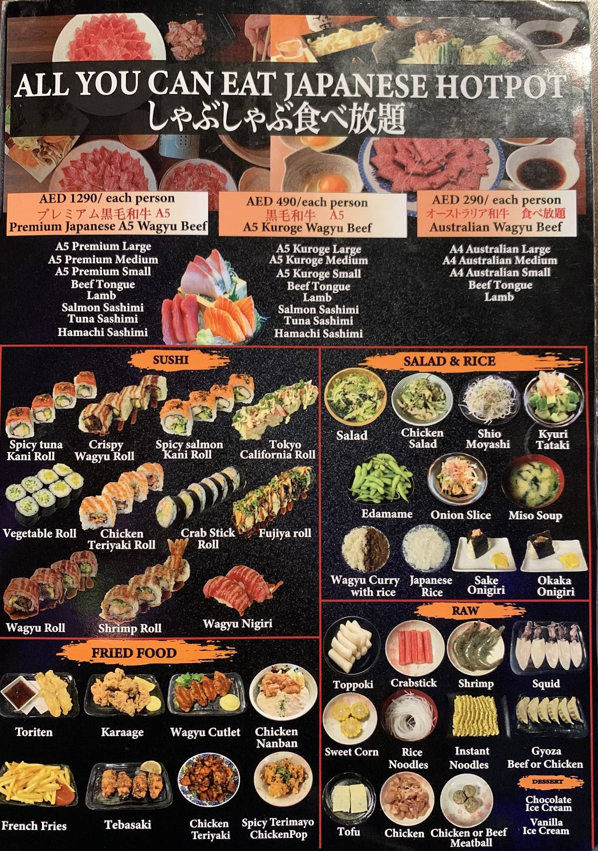 Carta de Fujiya Millennium - Authentic Japanese Restaurant Dubai, Dubai ...
