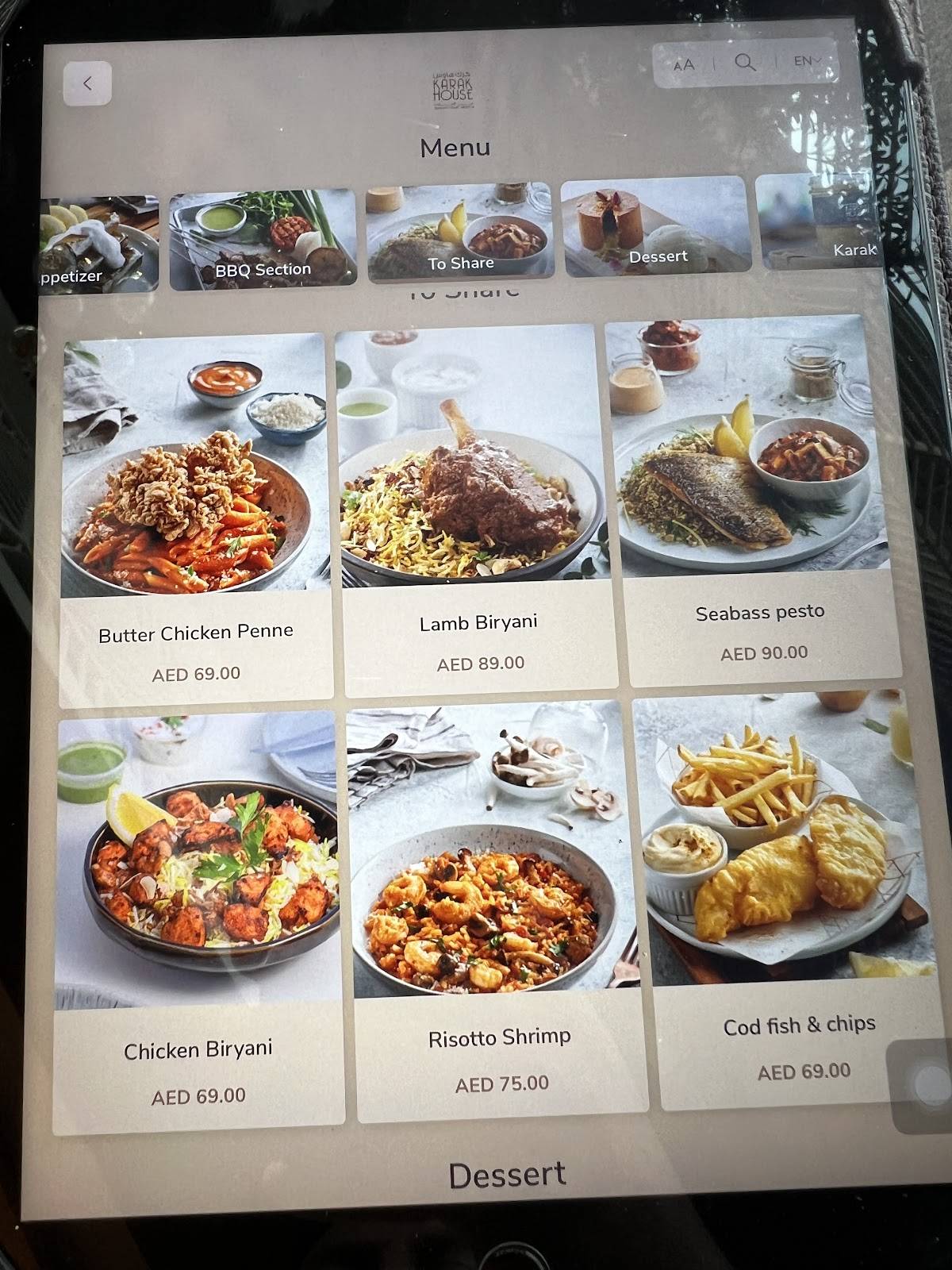 Menu at Karak House Restaurant, Dubai, Sheikh Mohammed bin Rashid Blvd
