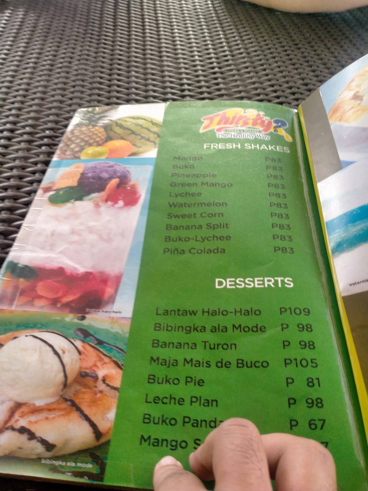 Menu at Lantaw Native Restaurant, Dumaguete, EJ Blanco Drive