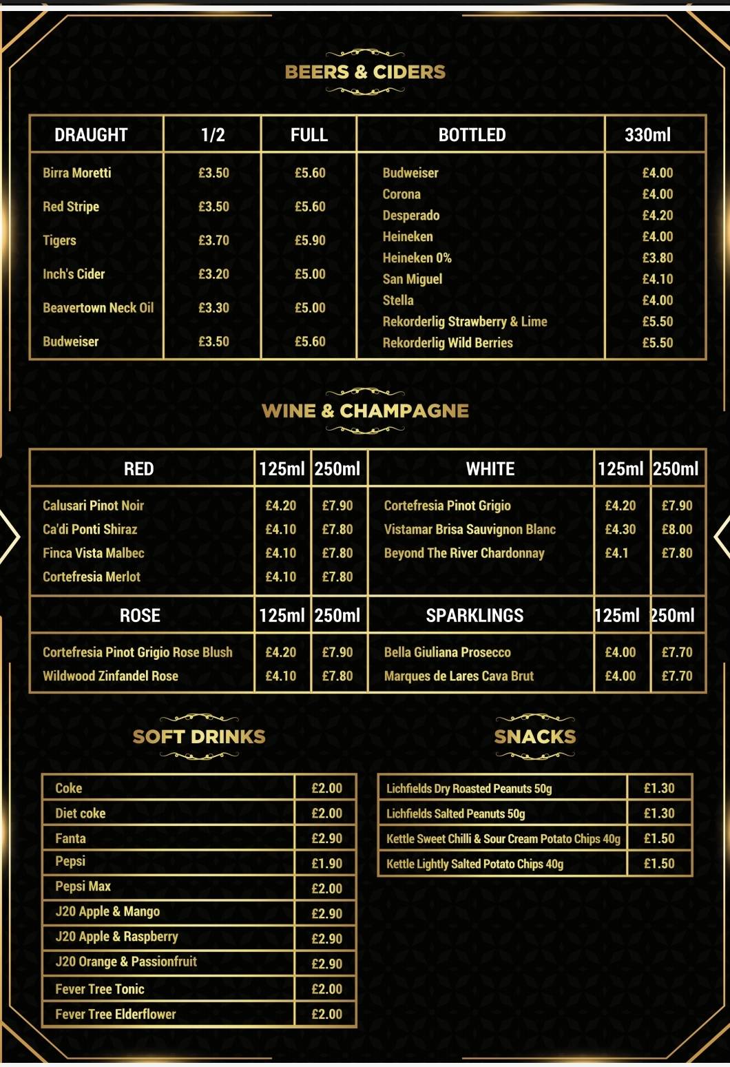 Menu at DurBAR Cocktail Bar & Lounge, Ashford