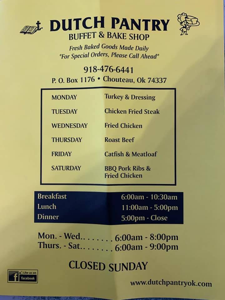 Menu at Dutch Pantry BBQ, Chouteau, 10 W Main St
