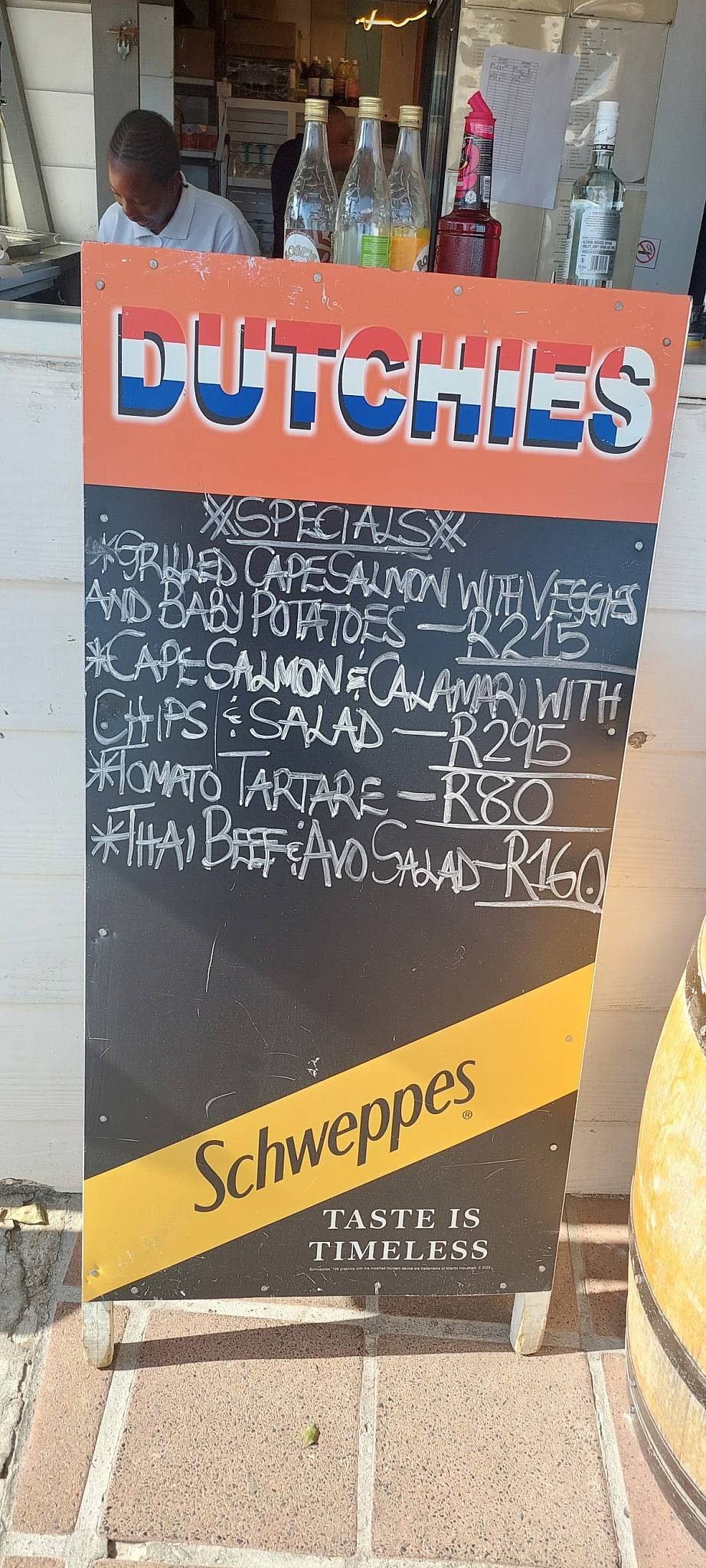Menu at Dutchies Restaurant, Hermanus, Grotto Street