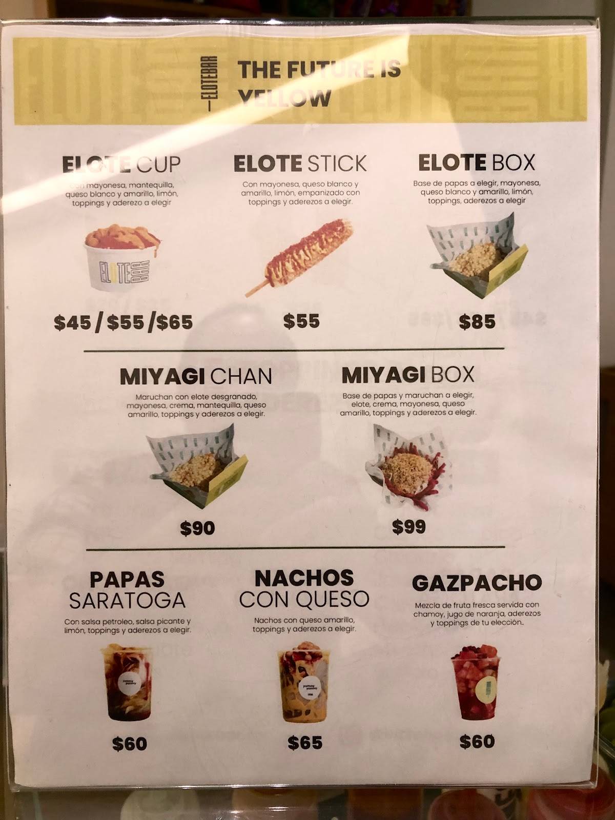 Menu at ELOTE BAR, Juriquilla