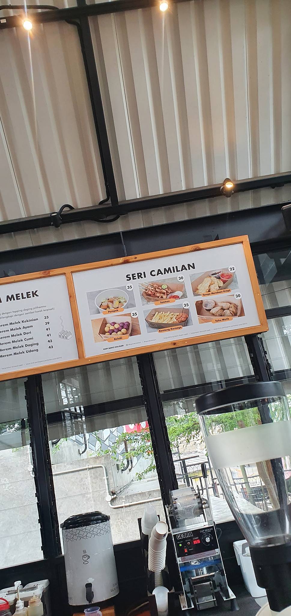Menu at Kopi Nako Kalisari, East Jakarta