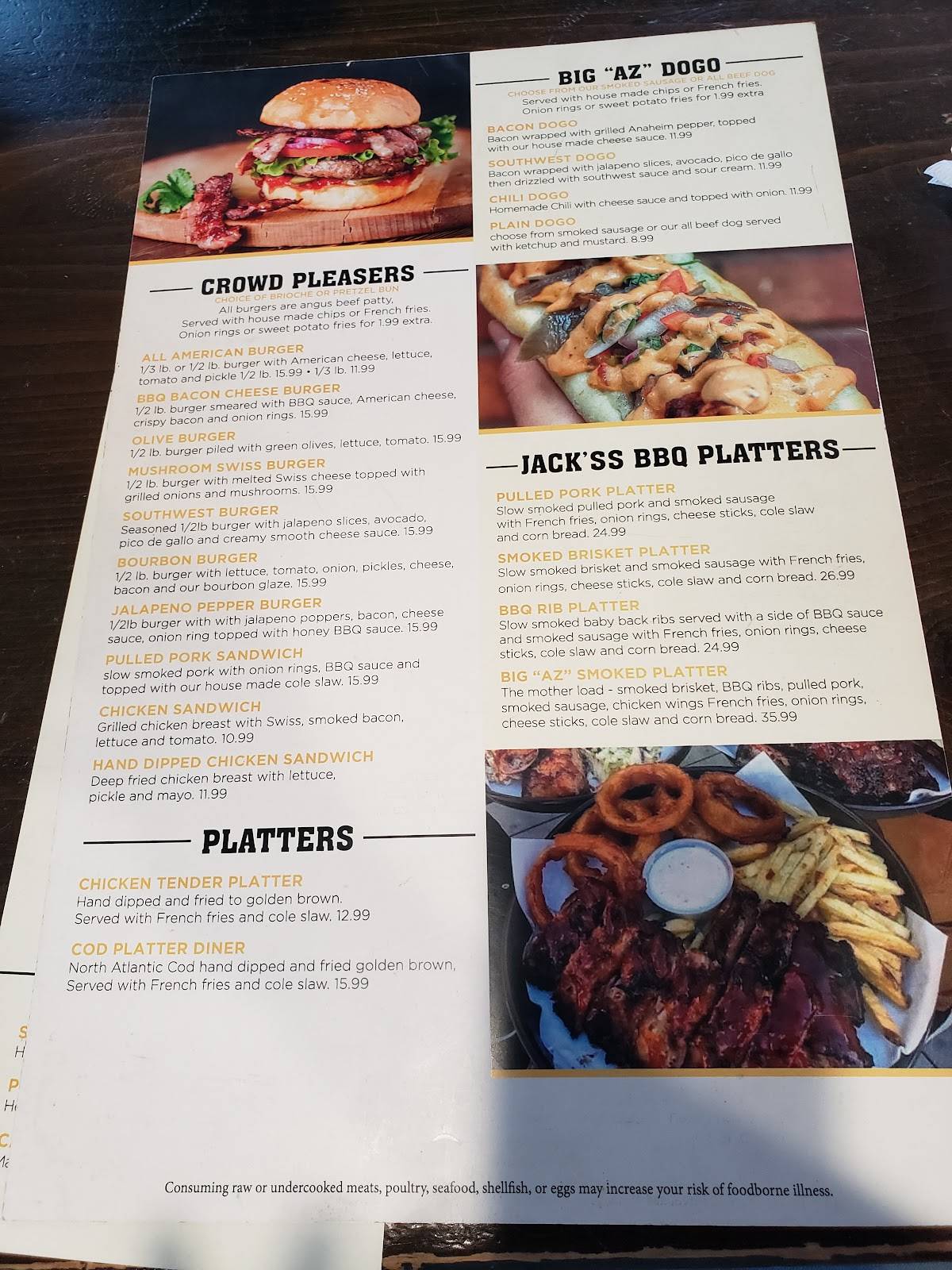 Menu at Mr Jack'ss Sports Bar & Grill, East Tawas