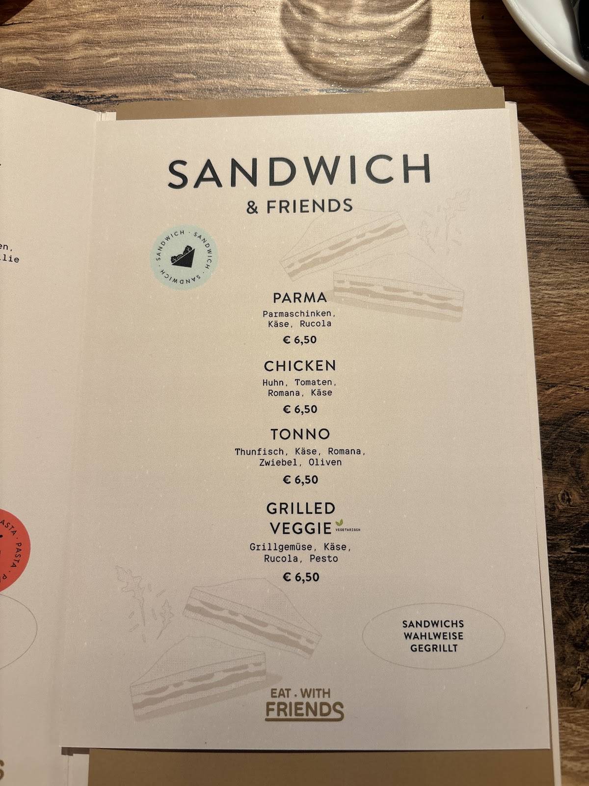 Menu at Eat with friends restaurant, Innsbruck
