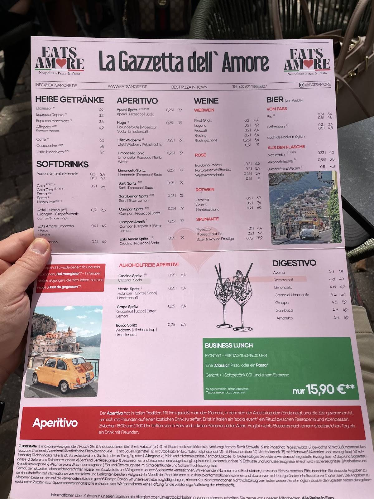 Speisekarte von Eats Amore restaurant, Mannheim
