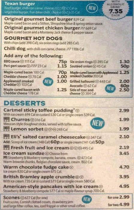 Menu at The White Lady - JD Wetherspoon pub & bar, Edinburgh