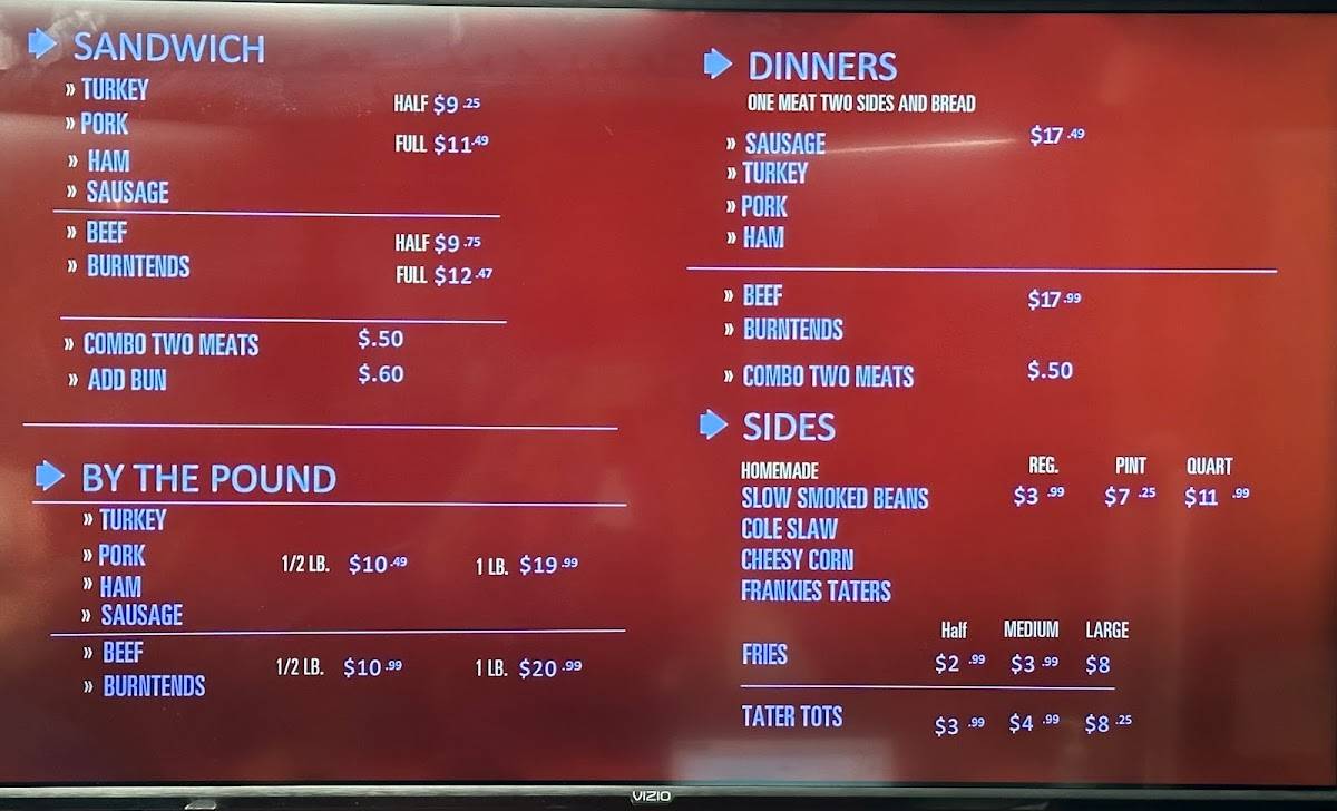 Menu at Roscoe's BBQ, Edwardsville
