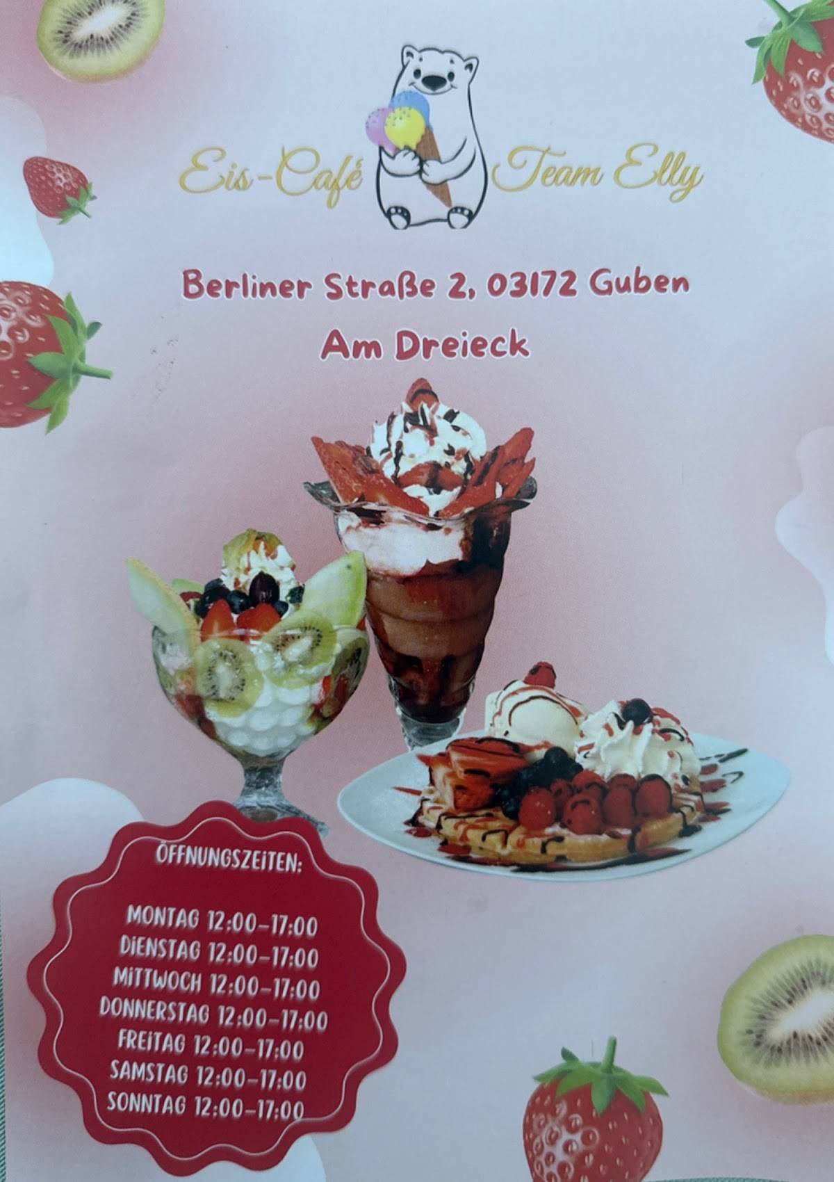 Speisekarte von Eis-Café Team Elly, Guben