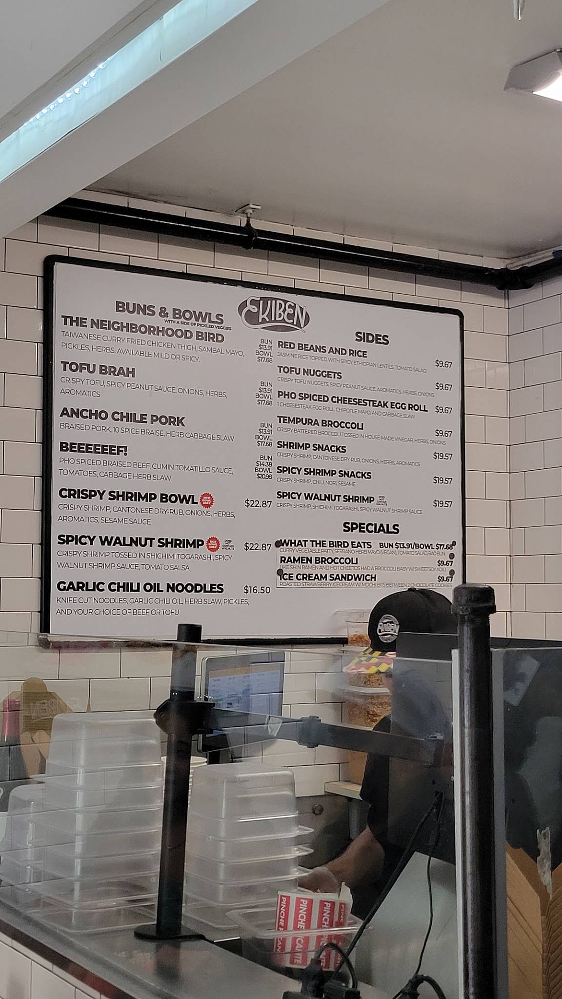 Menu at Ekiben restaurant, Baltimore, Eastern Ave