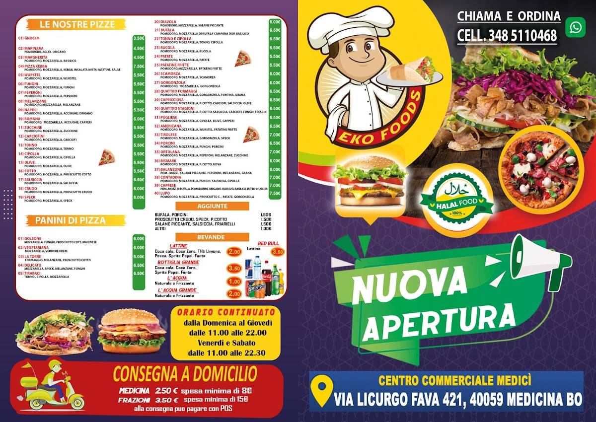 Menu at EkoFoods restaurant, Medicina