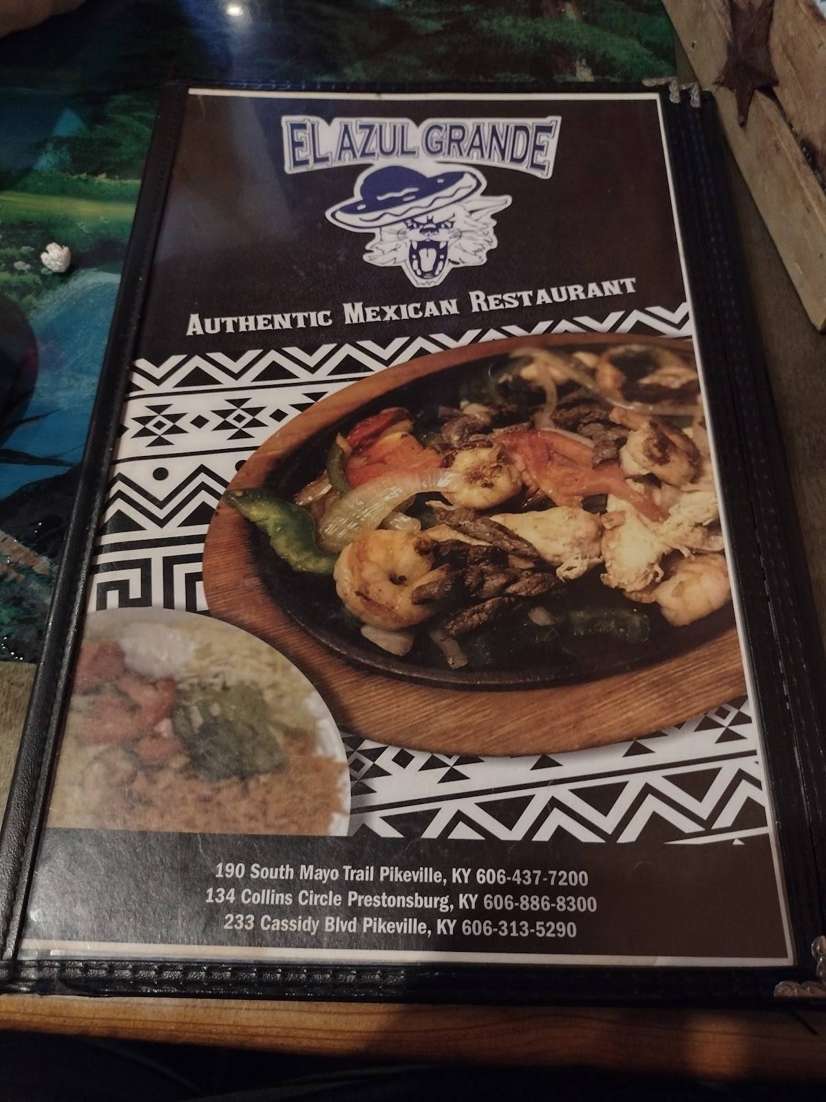 Menu at El Azul Grande Inc restaurant, Pikeville, 190 S Mayo Trail #130