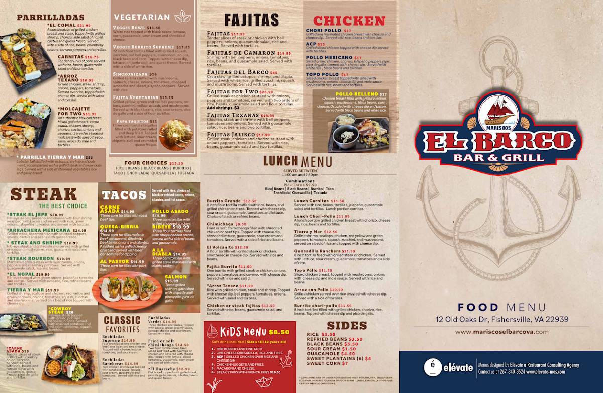 Menu at El Barco Bar and Grill, Fishersville