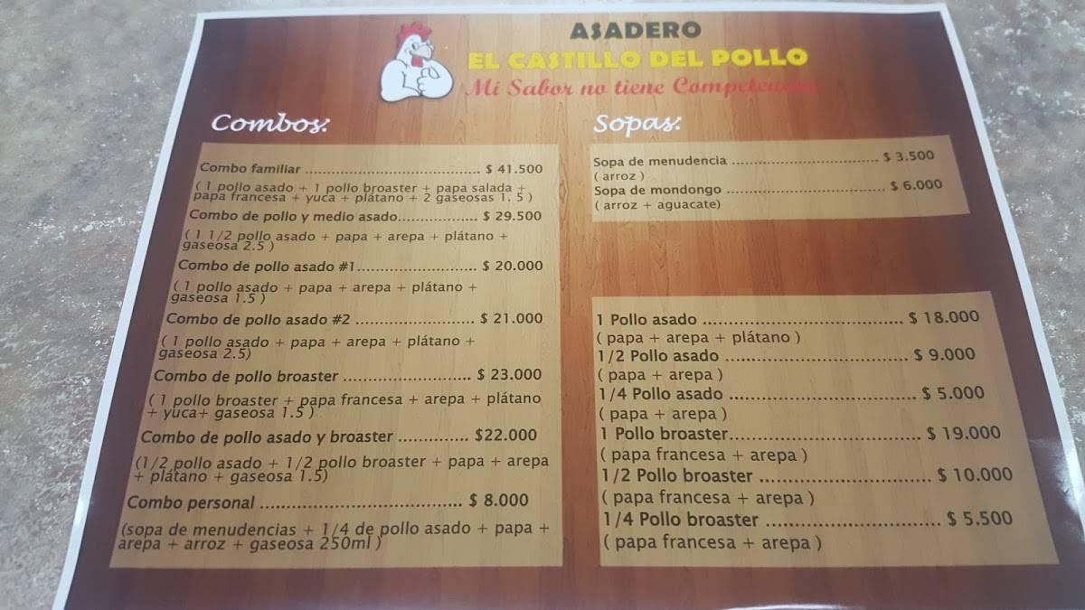 Carta del restaurante El Castillo Del Pollo, Bogotá, Cl. 187 #12a - 09