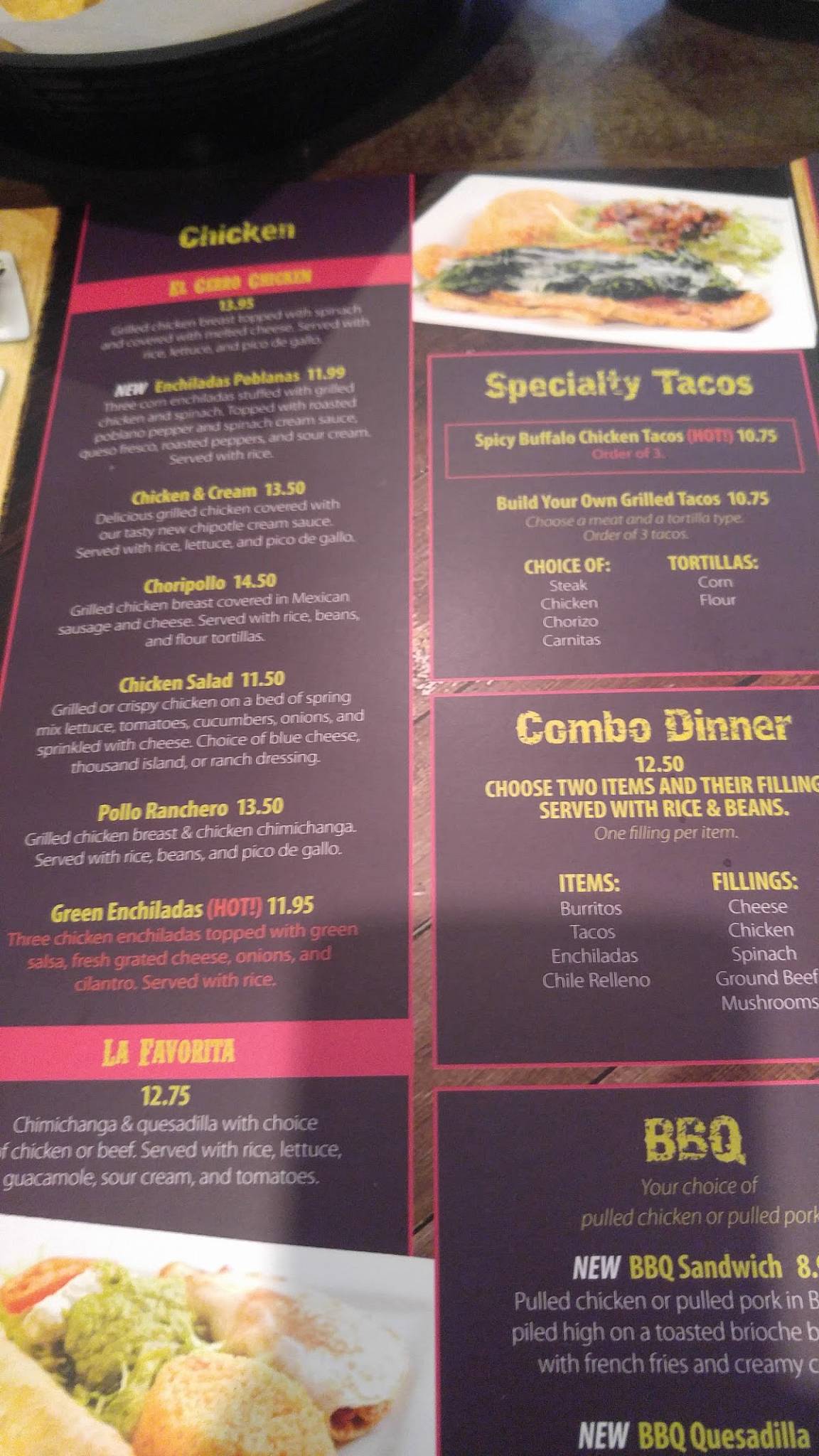 Menu at El Cerro Grande restaurant, Myrtle Beach, Renee Dr