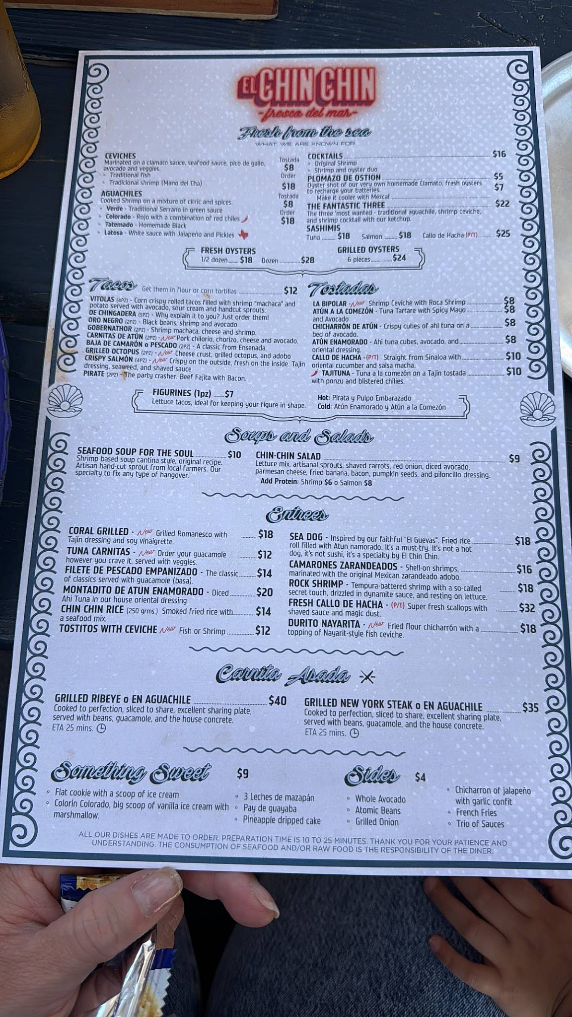 Menu at El Chin Chin pub & bar, McAllen