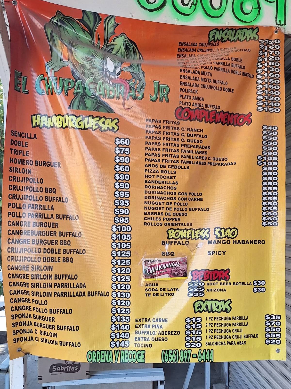 Menu at El Chupacabras Jr restaurant, Ciudad Juarez
