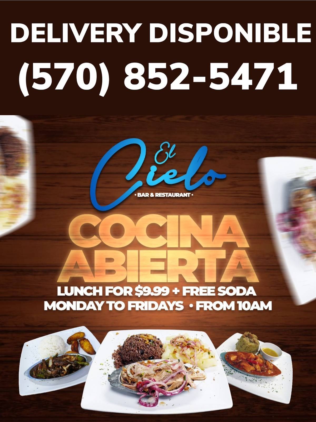 Carta de El Cielo Bar and Restaurant, Ashley