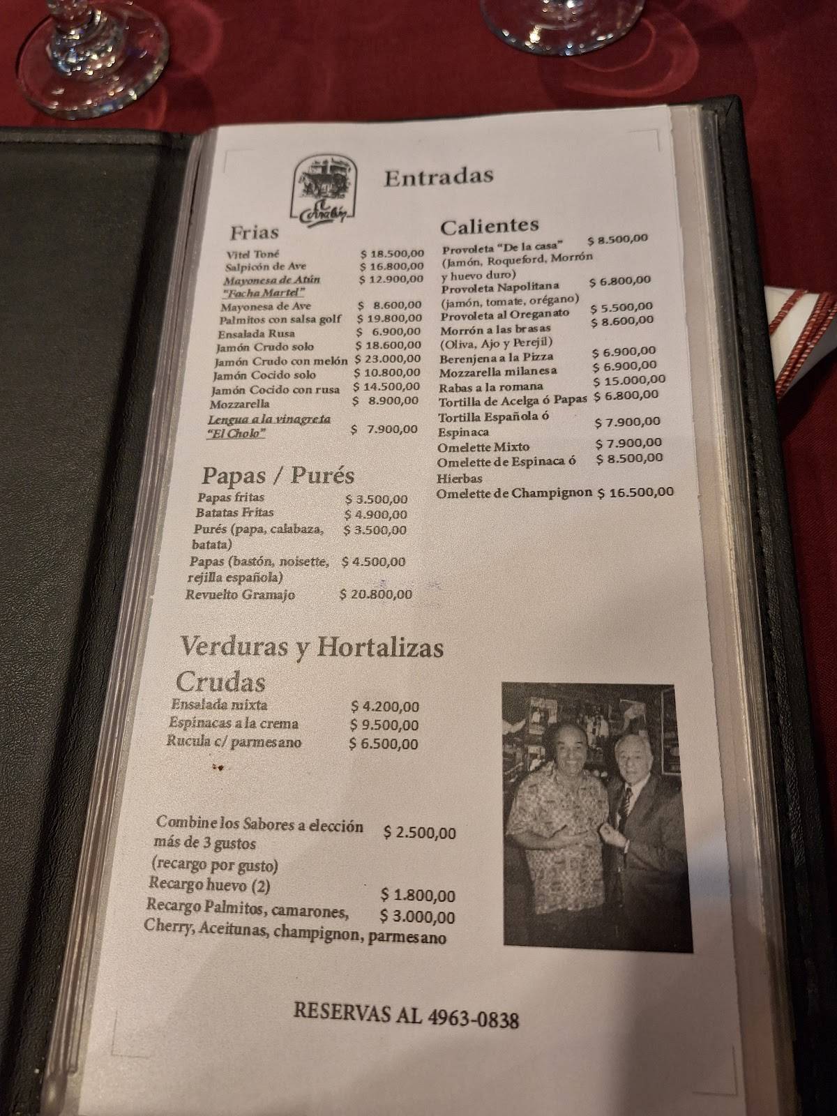 Carta de parrilla El Corralón, Buenos Aires, Dr. Tomás Manuel de ...