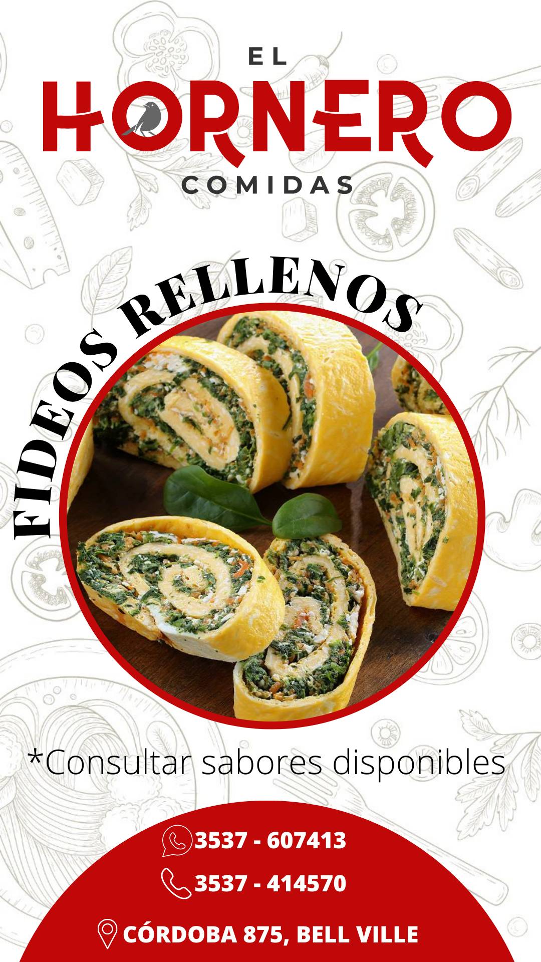 Carta del restaurante El Hornero, Bell Ville