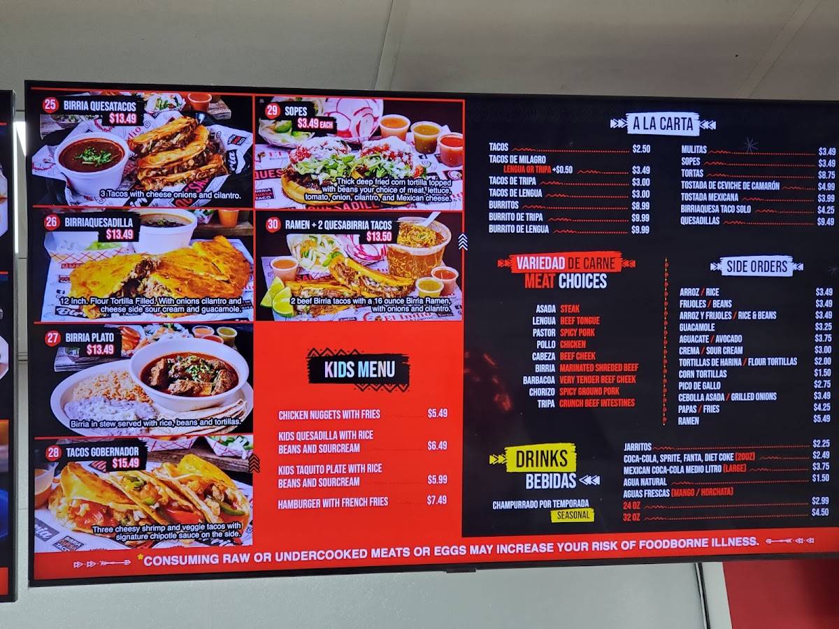Menu at El Indio Restaurant & Taqueria, Lawrenceville