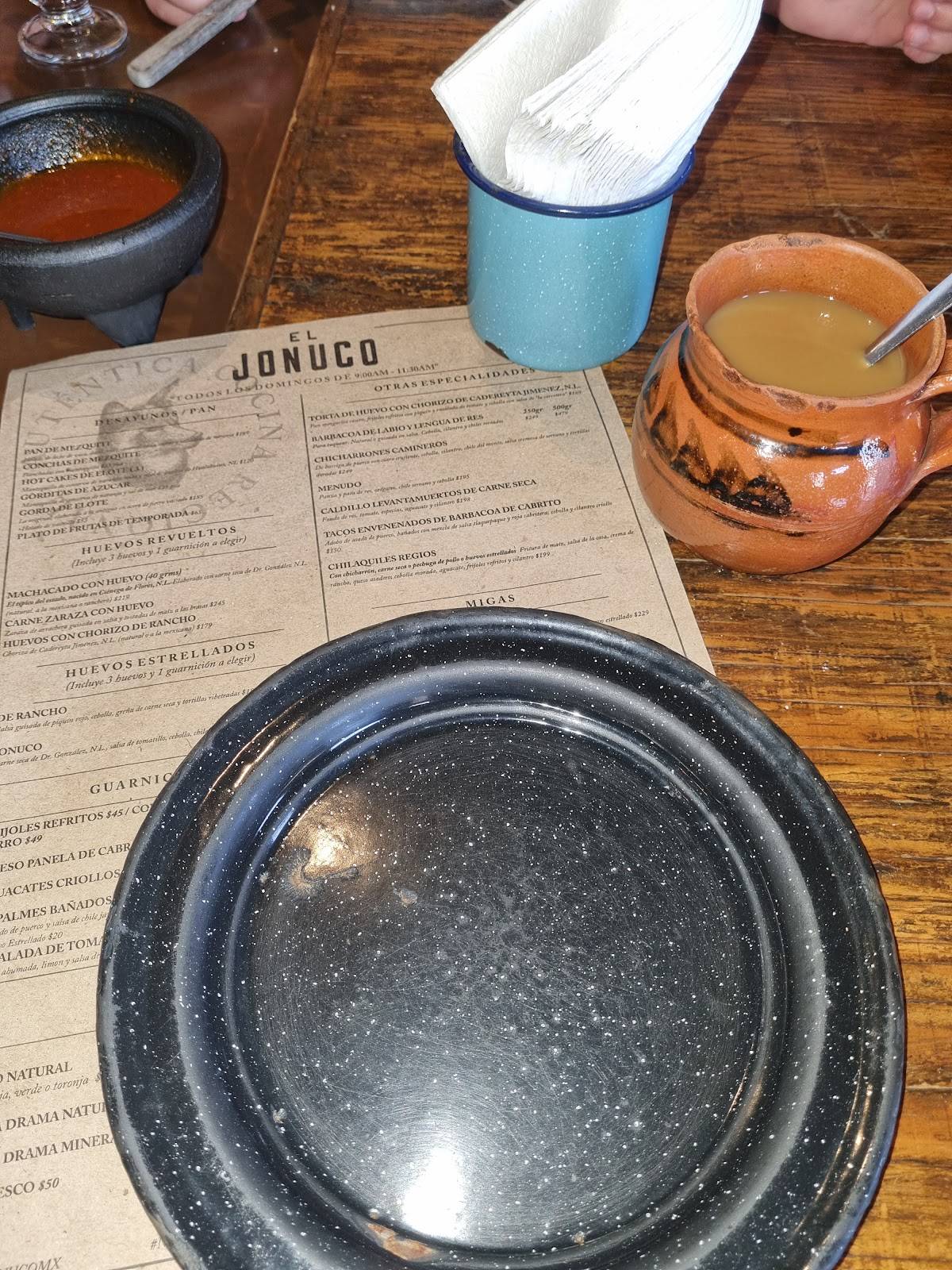 Carta del restaurante El Jonuco, Apodaca