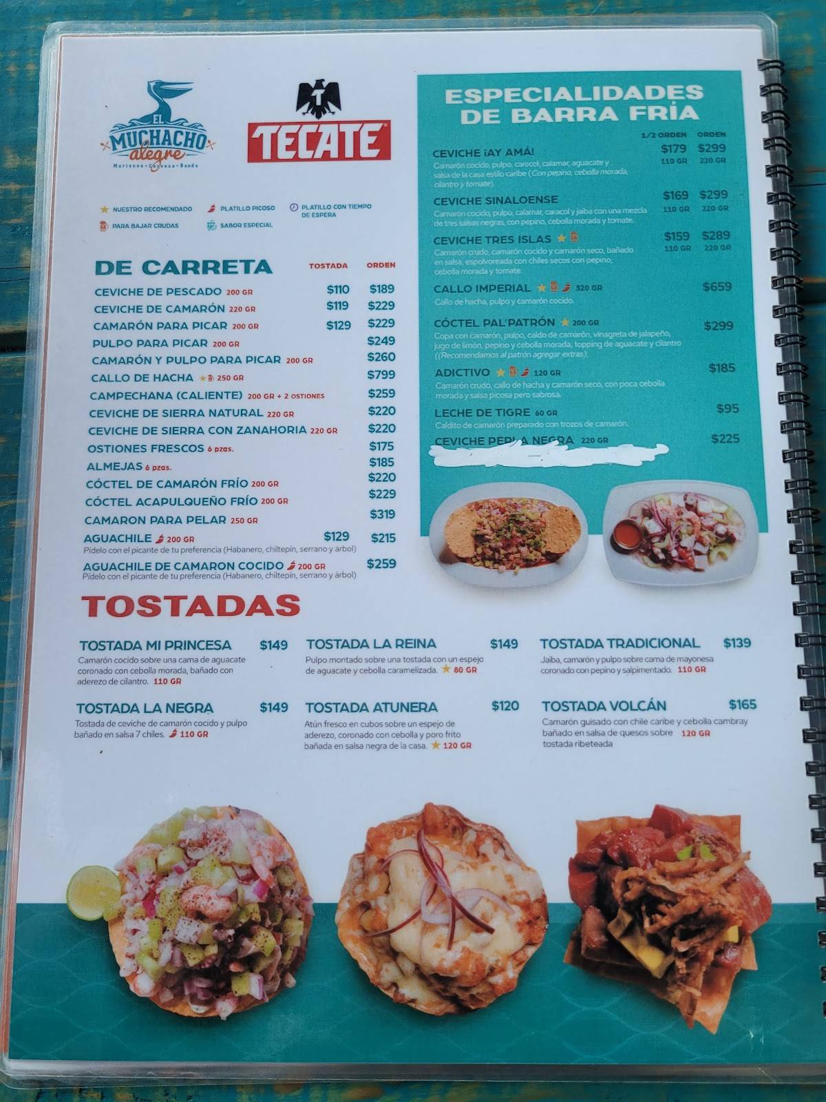 Carta del restaurante El Muchacho Alegre Tijuana, Tijuana, Antonio Caso ...