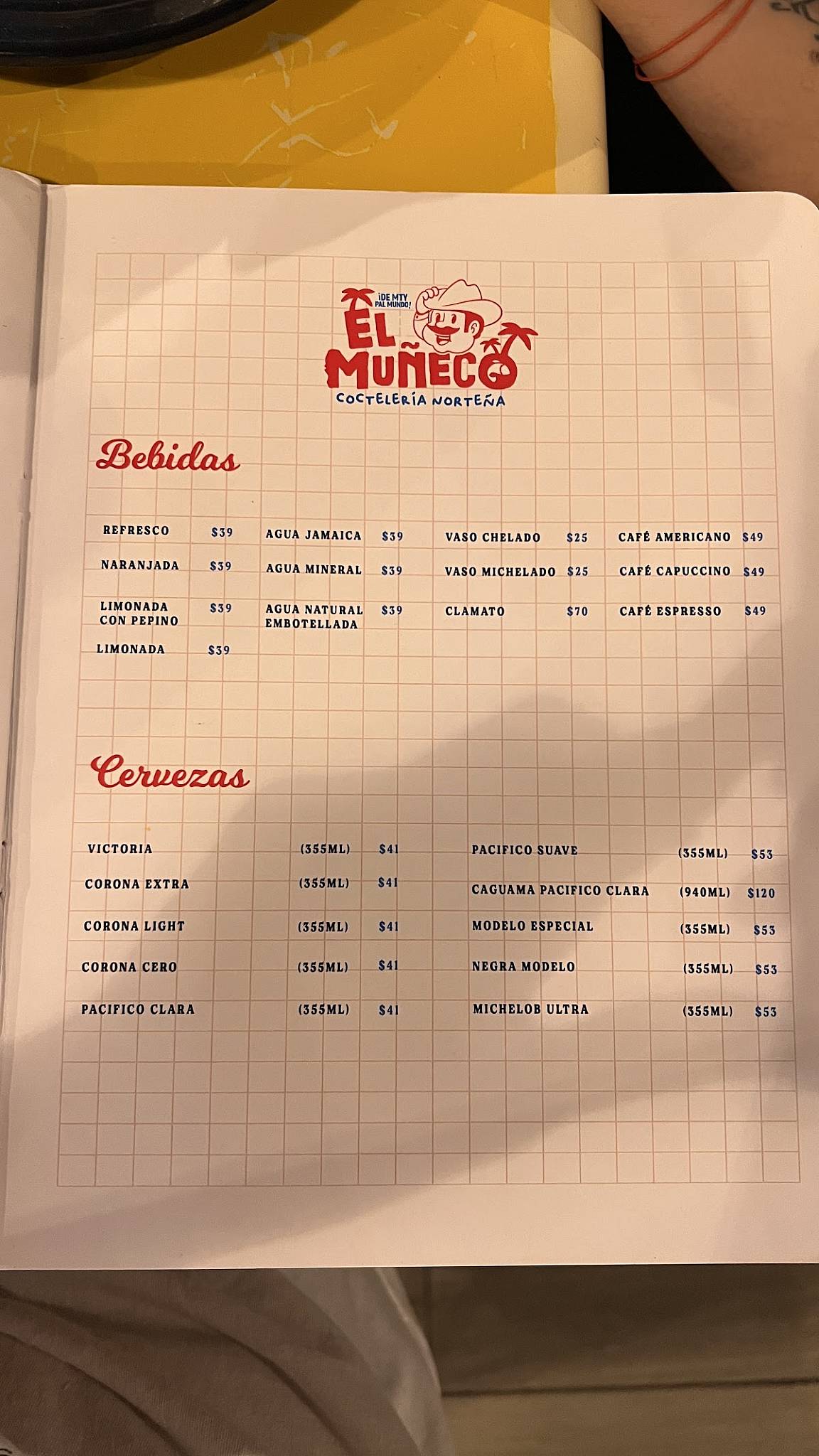 Carta del restaurante El Muñeco Plaza La Joya, San Nicolás del los Garza