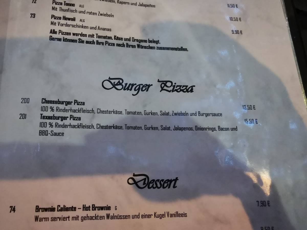 Menu at El Palacio restaurant, Wissen