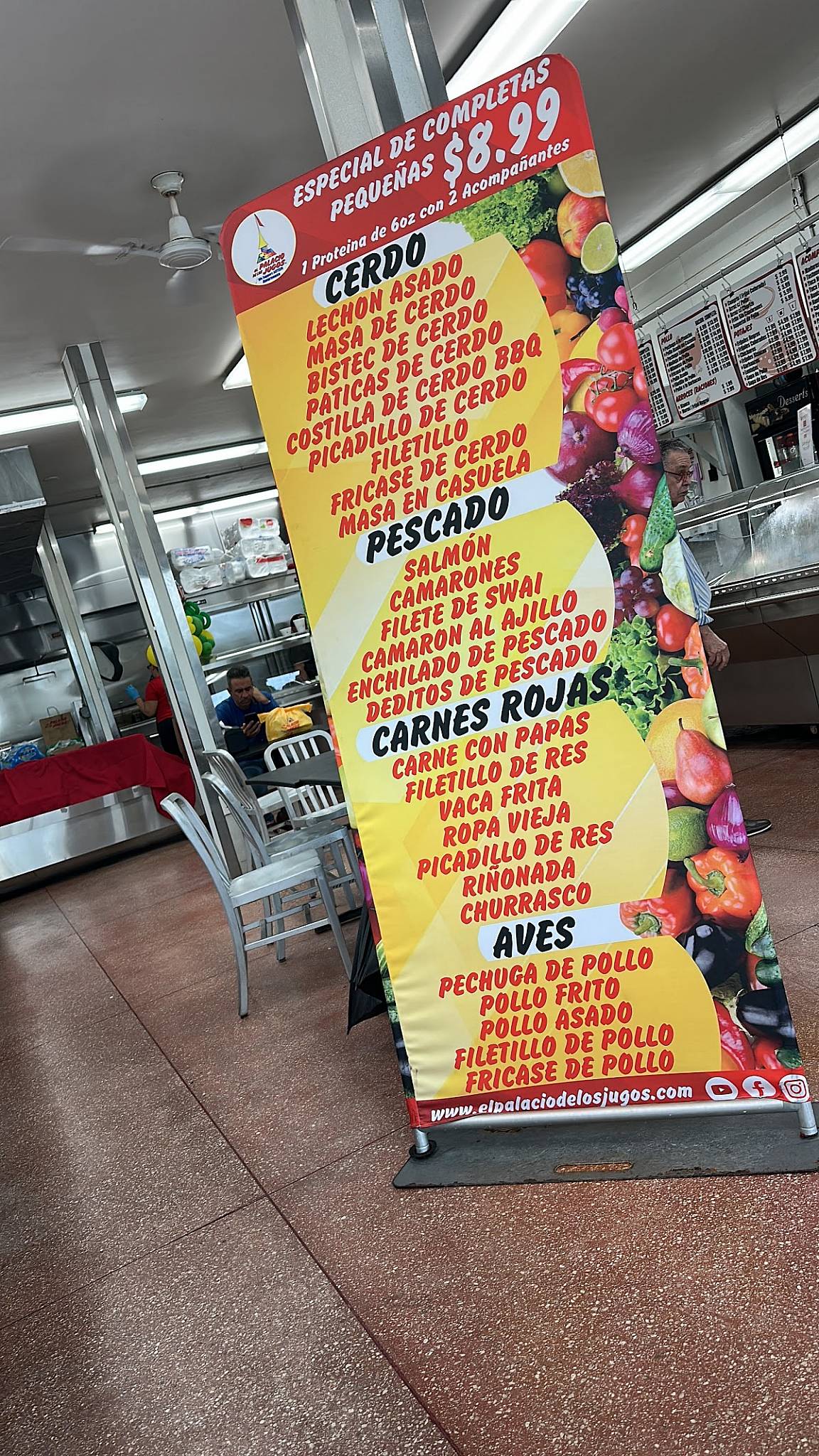 Menu at El Palacio de los Jugos restaurant, Miami, SW 27th Ave