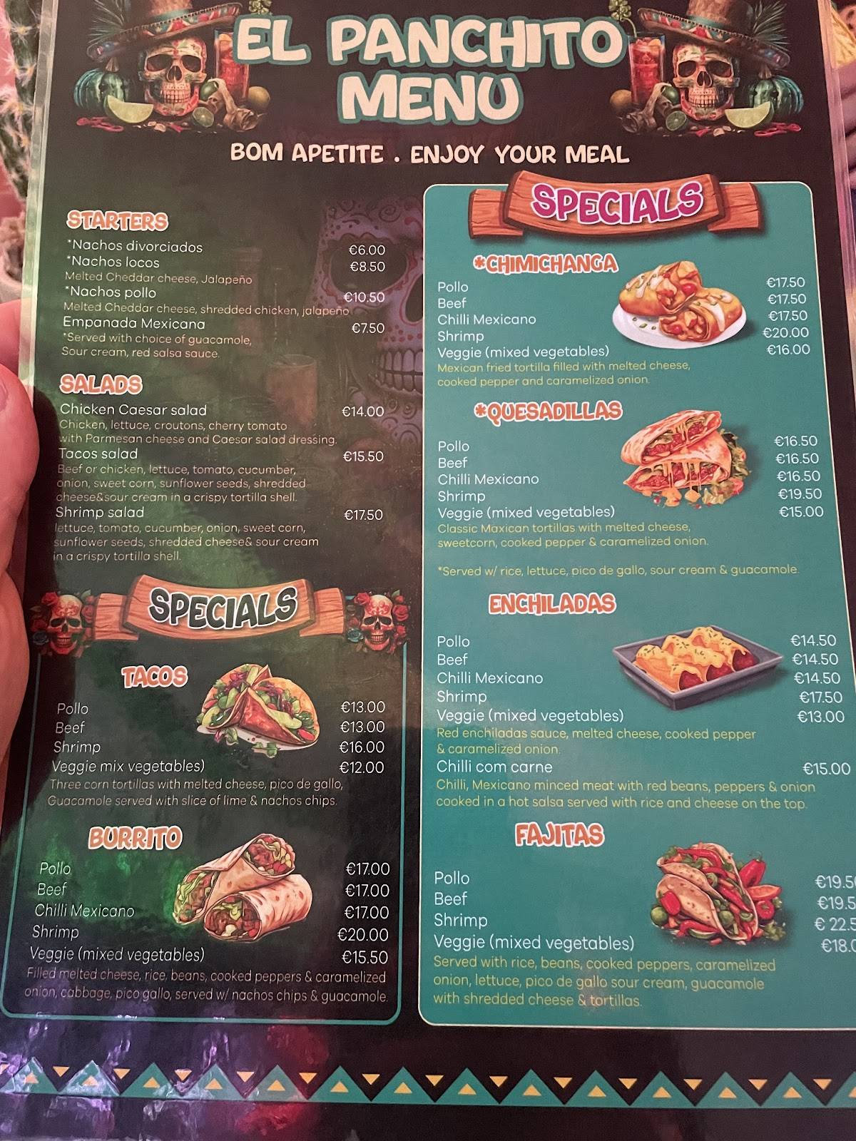 Menu at El Panchito - Restaurante Mexicano, Albufeira